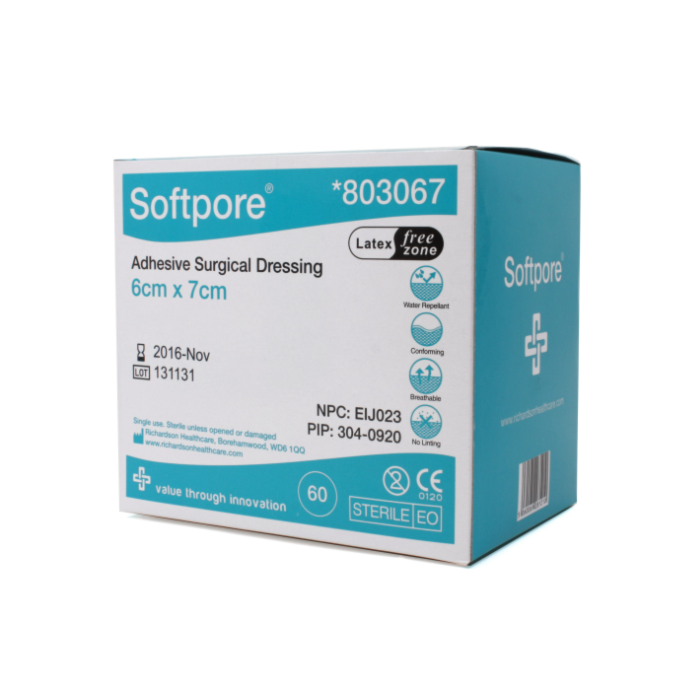 Softpore 803067 Dressing 6cm x 7cm - Pack of 60 | Hypoallergenic ...