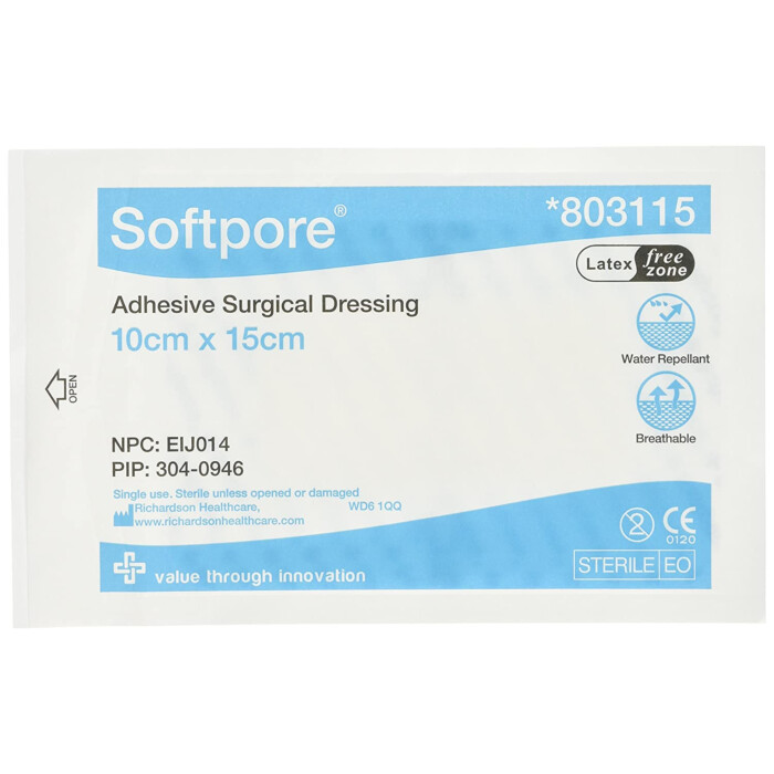 Softpore 803115 Dressing 15cm x 10cm - Pack of 50 | Superior Wound Care ...
