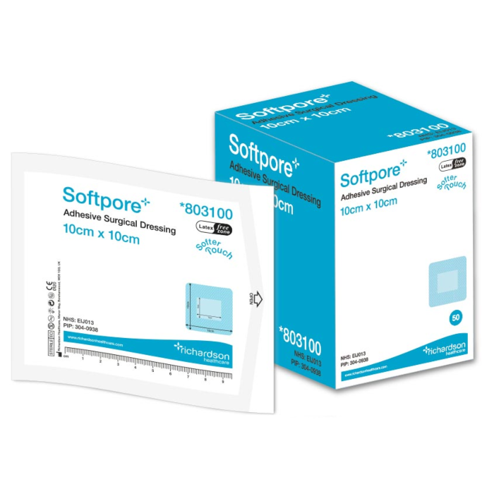 Softpore 803100 Dressing 10cm x 10cm Pack of 50 – Secure & Breathable ...