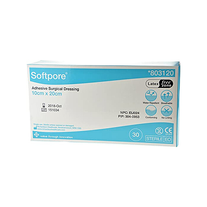 Softpore 803120 Dressing 10cm x 20cm Pack of 30 | Clear Chemist